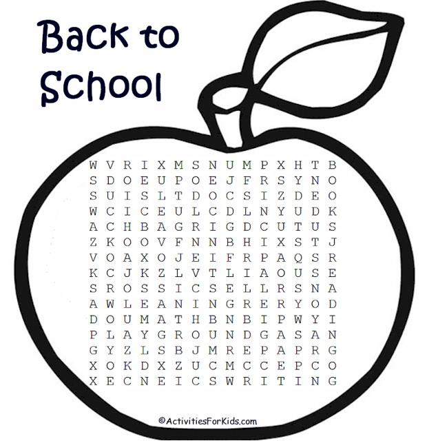 Back To School Word Search Activities For Kids Back To School Word Search Activities For Kids