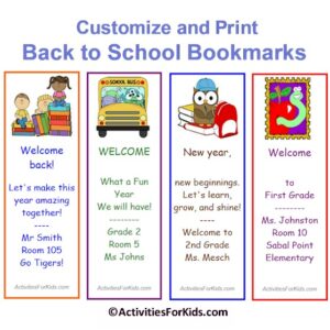 Back to School Bookmarks - Activities For Kids
