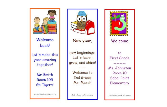 Back to School Bookmarks - Activities For Kids