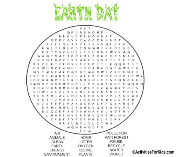 Earth Day Word Search - Activities For Kids