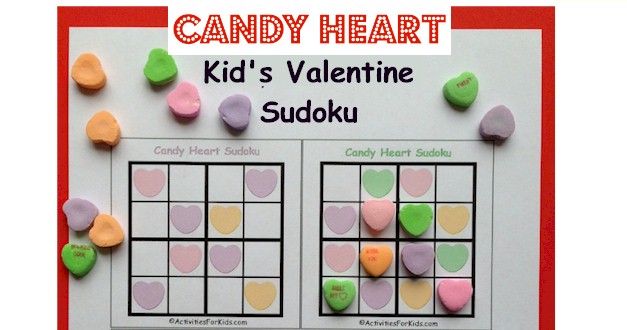 Candy Heart Valentine Sudoku for Kids - Activities For Kids