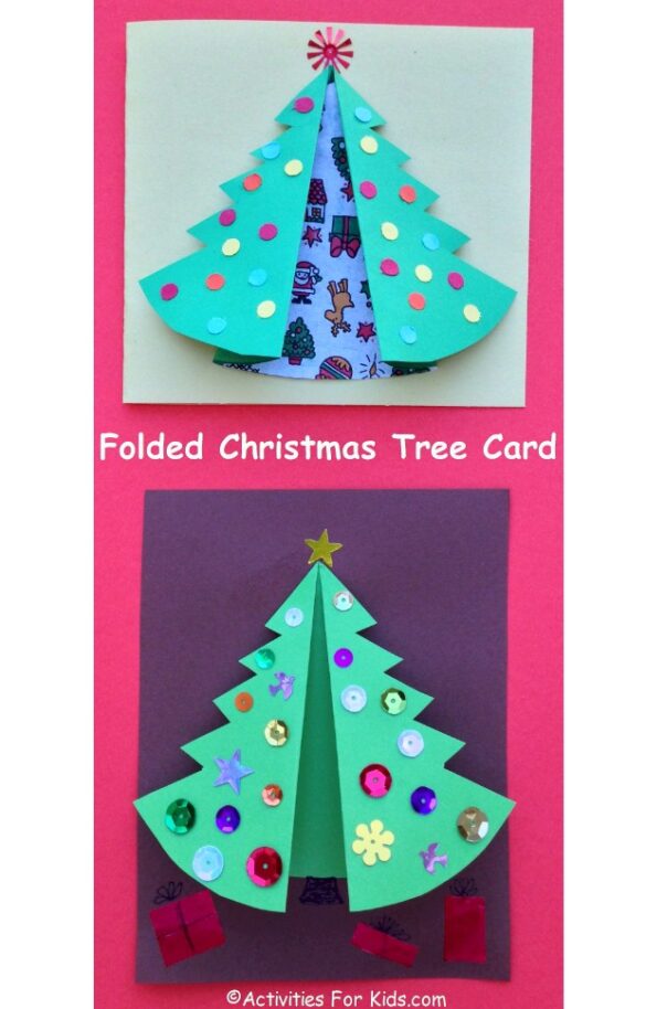 Folded Christmas Tree Card - Activities For Kids