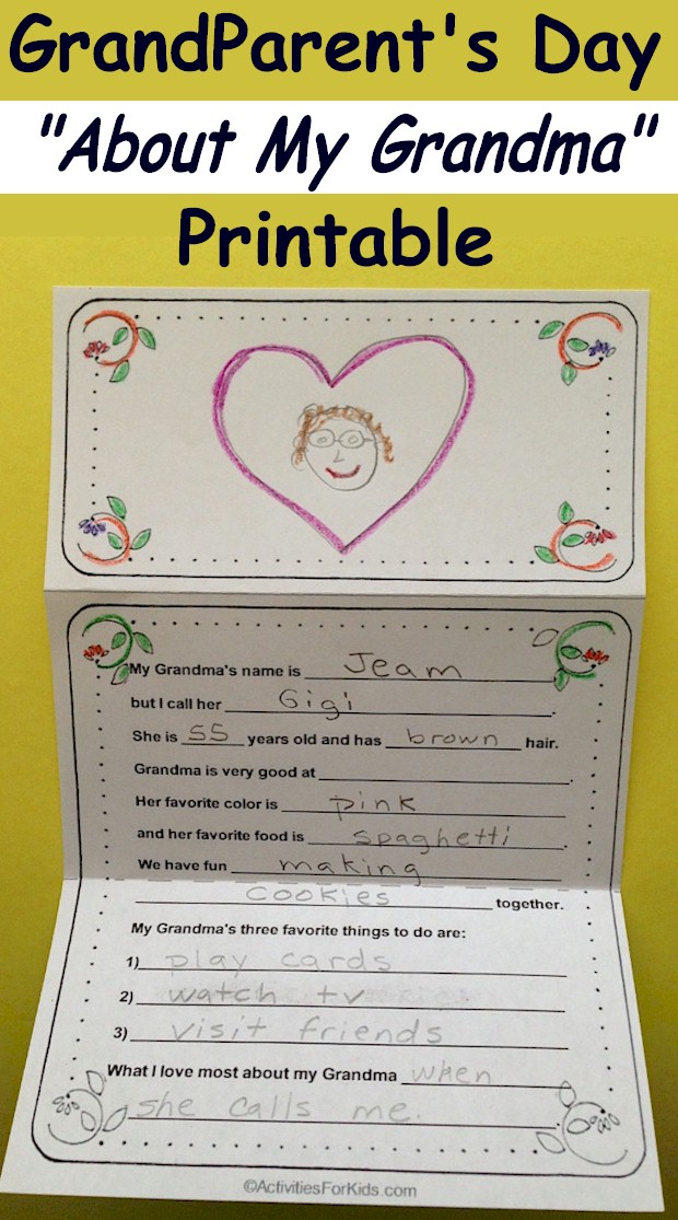 About My Grandparents - Activities For Kids