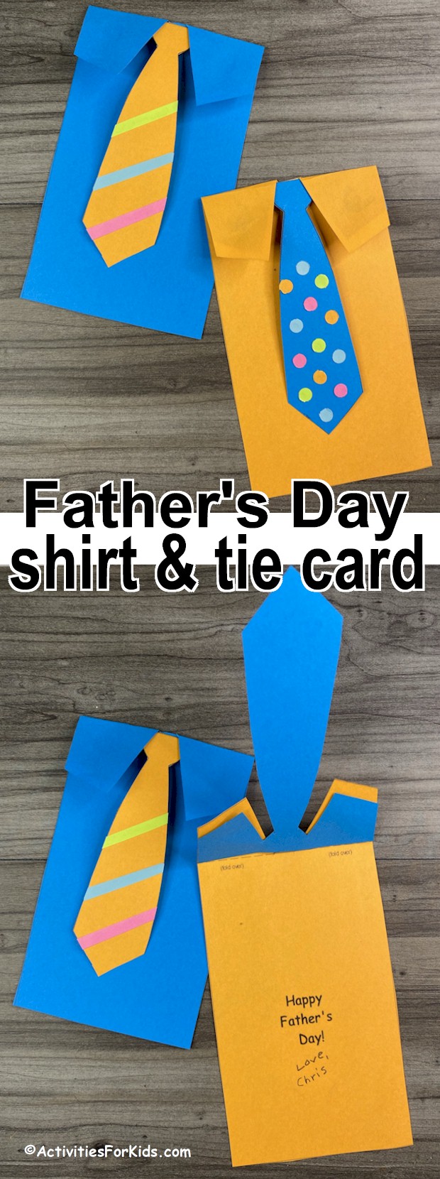 Father’s Day Tie Card Printout for Kids - Activities For Kids