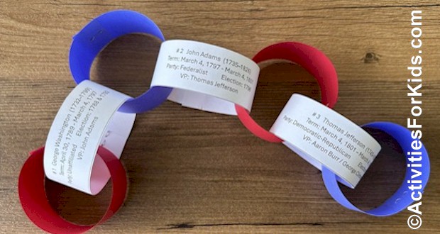 Presidents Day Paper Chain - Activities For Kids